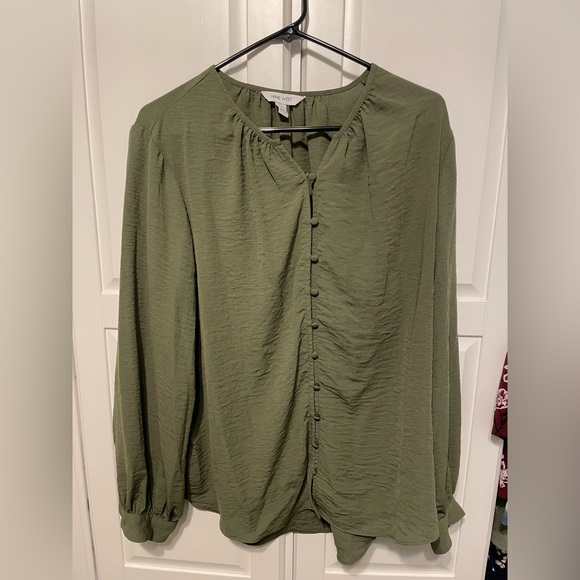 Nine West | Tops | Green Button Down Blouse | Poshmark